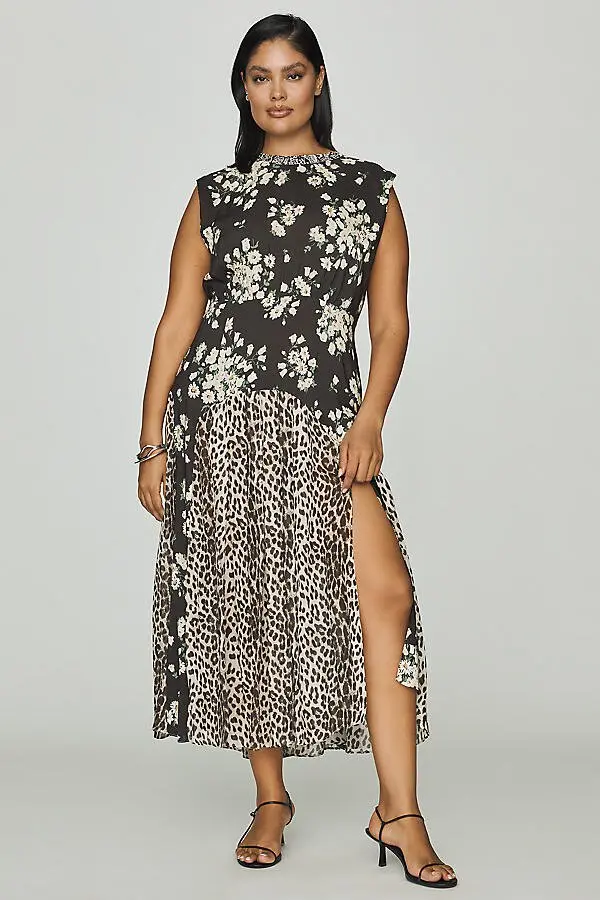 Rixo Coralie Mixed Prt Midi Dress