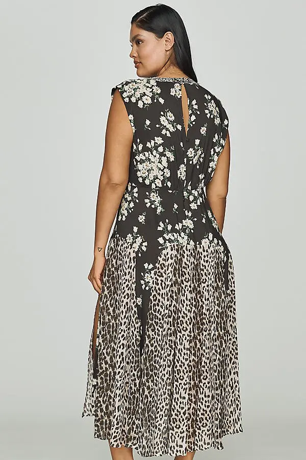 Rixo Coralie Mixed Prt Midi Dress