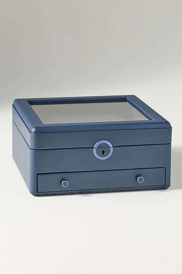 Wolf Leather Earth Watch Stand Box - Midnight Blue