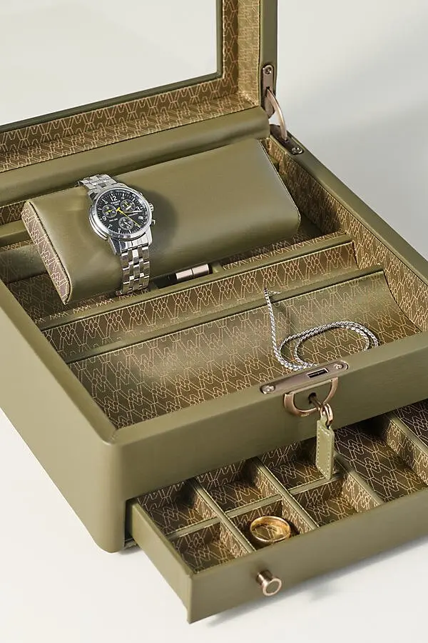 Wolf Leather Earth Watch Stand Box - Olive