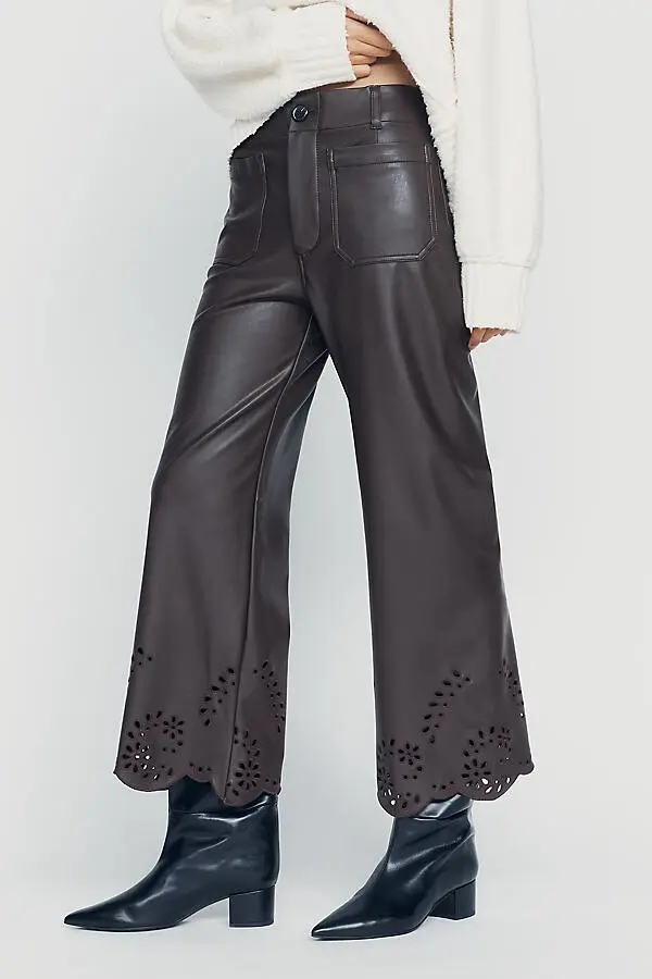 Maeve Cutout Faux-leather Cropped Trousers Pants