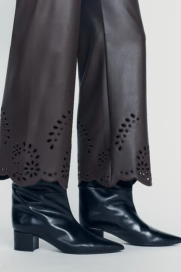 Maeve Cutout Faux-leather Cropped Trousers Pants