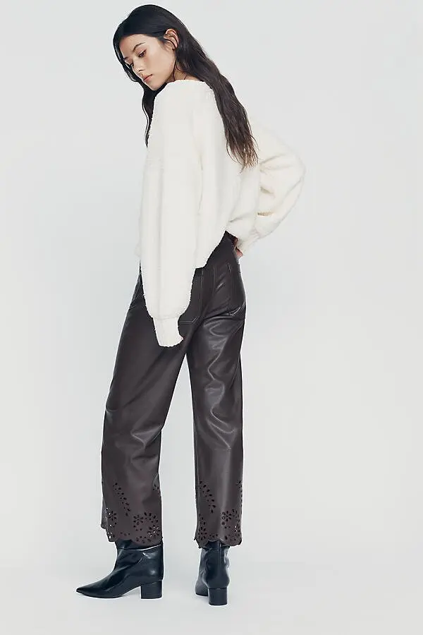 Maeve Cutout Faux-leather Cropped Trousers Pants