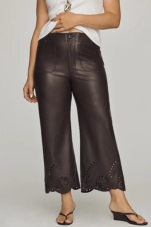 Maeve Cutout Faux-leather Cropped Trousers Pants