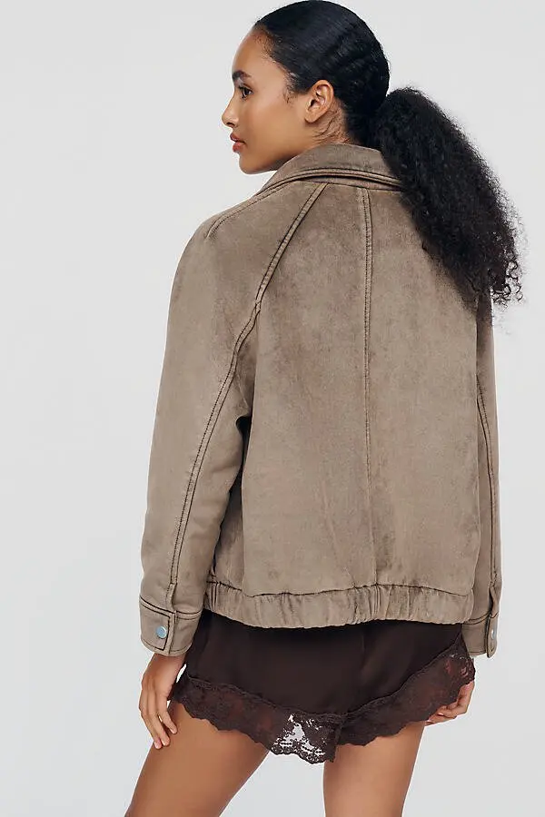 PILCRO Aviator Faux Suede Jacket