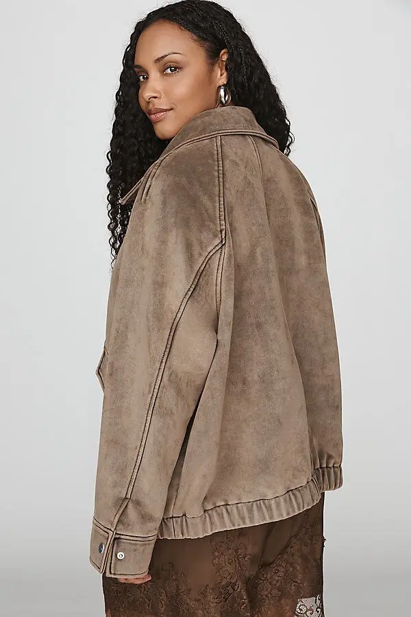 PILCRO Aviator Faux Suede Jacket