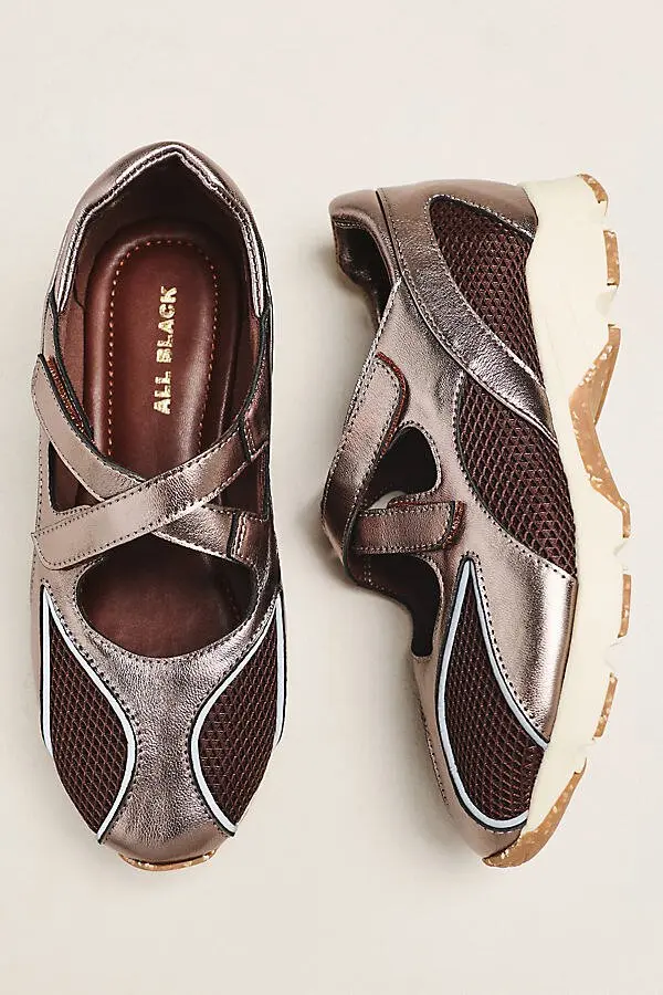 ALL BLACK Criss-cross Mary Jane Flats