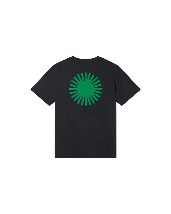 THINKING MU Navy T-shirt Back Green Sun - Blue