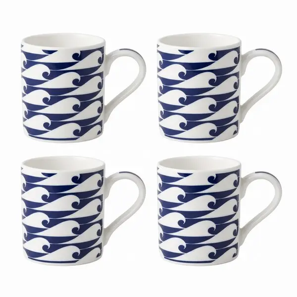 THE CORNISH SURFER Blue / White Cornish Fine Bone China Espresso Mugs
