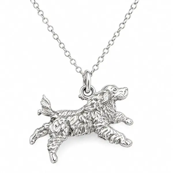 SIMON KEMP JEWELLERS Leaping Spaniel Pendant In Recycled Sterling - Silver