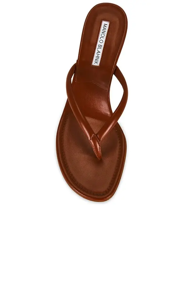 Manolo Blahnik Paterno 50 Sandal In Red - Medium Brown