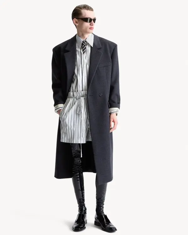 Saint Laurent Coat In Double-face Brushed Wool Felt