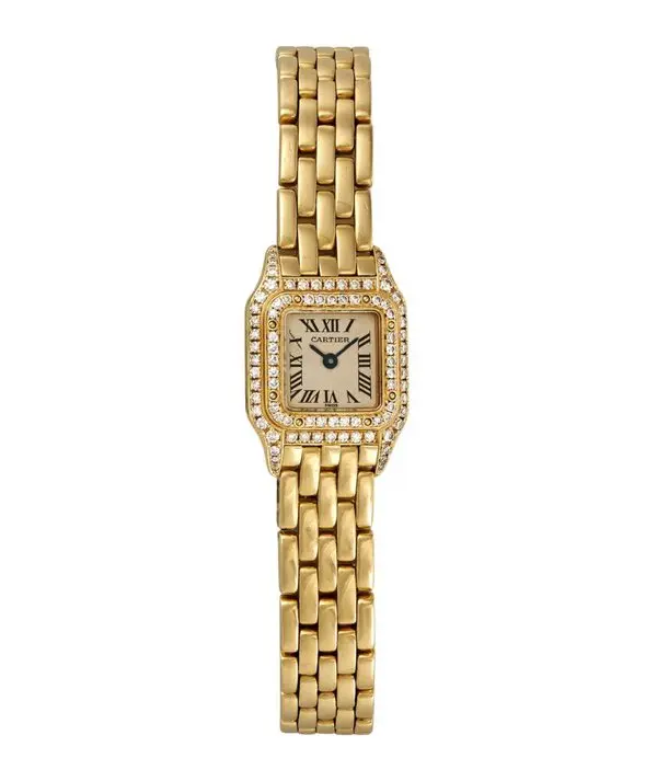 STEPHANIE WINDSOR Cartier Vintage 1980s Cartier Panthère Mini 18-karat Diamond Watch - Gold