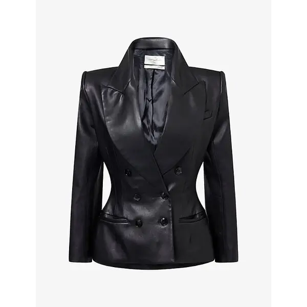 Matieres Fecales Brigitte Double-breasted Leather Blazer