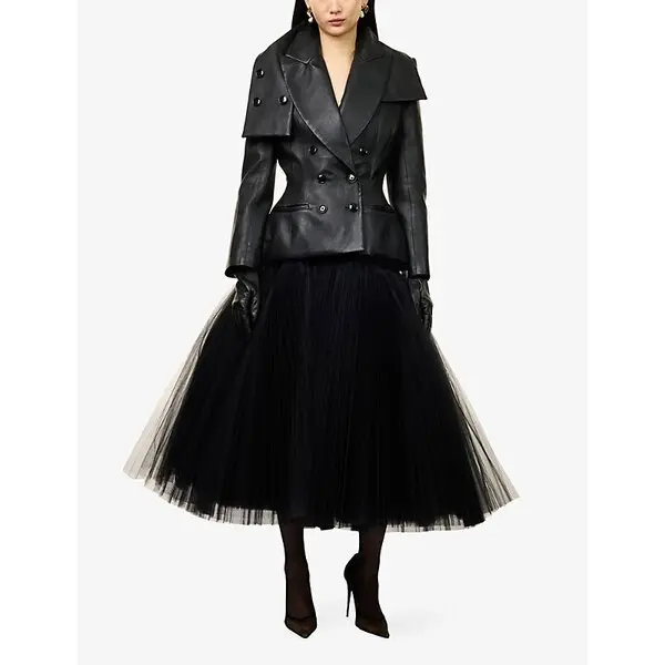Matieres Fecales Brigitte Double-breasted Leather Blazer