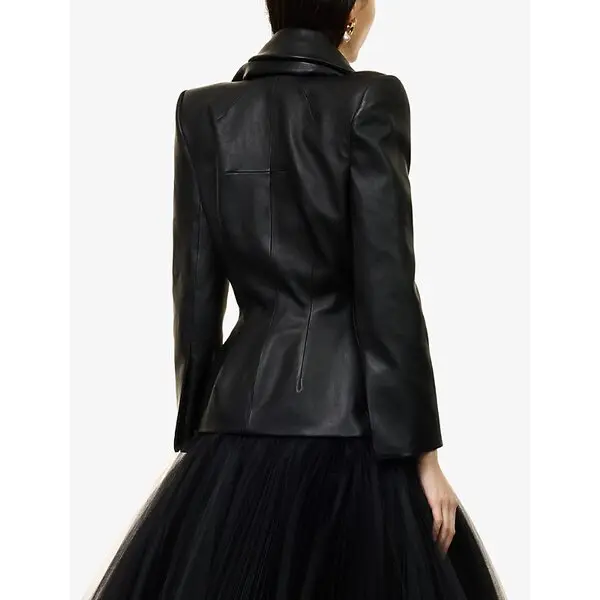 Matieres Fecales Brigitte Double-breasted Leather Blazer