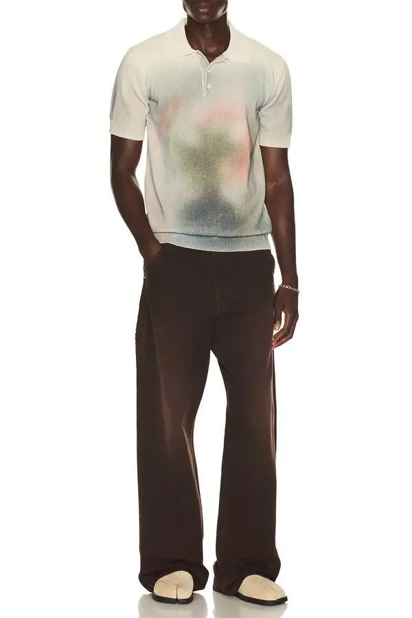 MAISON MARGIELA Short Sleeve Polo Shirt In Beige