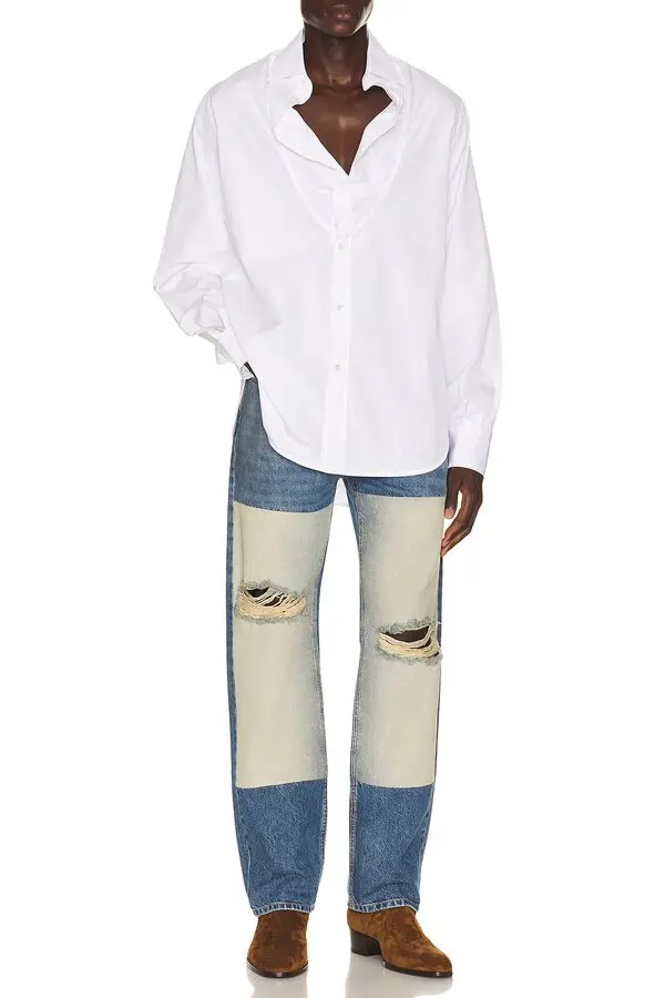 MAISON MARGIELA Cut-out Straight-leg Denim Trousers - Medium Blue