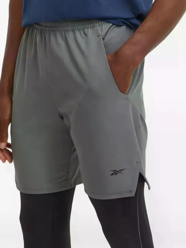 REEBOK Running Shorts With Logo Detail - Grey