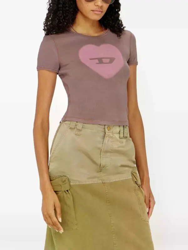 DIESEL® Ribbed T-shirt With Watercolour Heart D