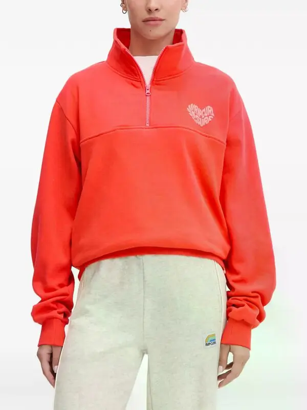 Rip Curl Quarter-zip Logo-print Sweatshirt - Red