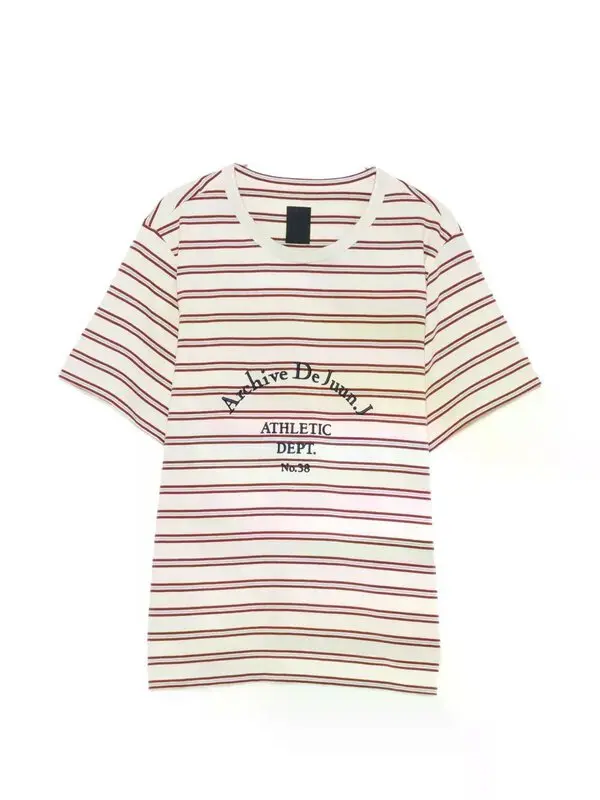 JUUN.J Striped Logo-print T-shirt