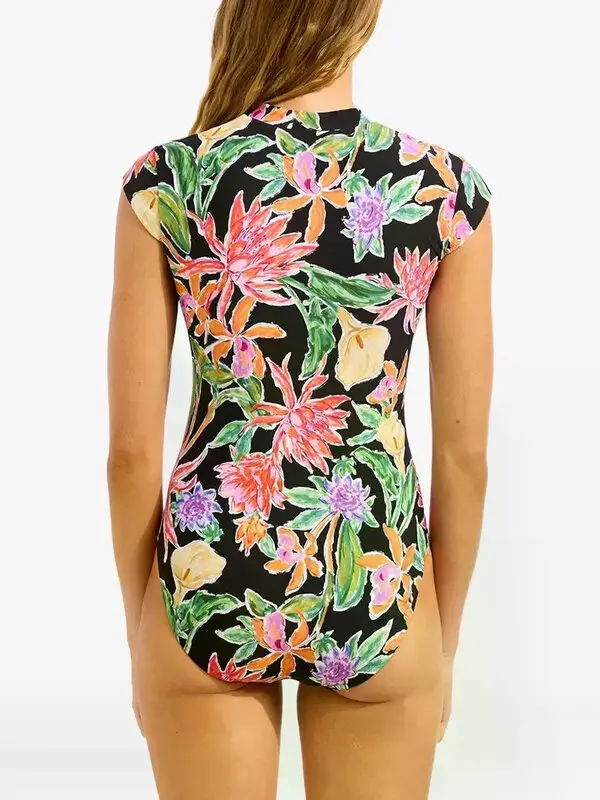 Seafolly Hothouse Floral-print Cap-sleeve Swimsuit