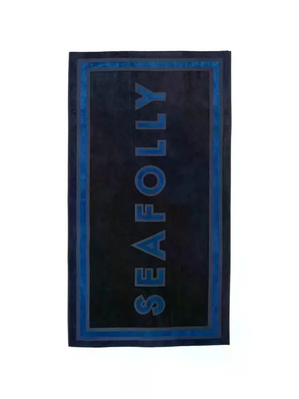 Seafolly Summer Solstice Logo Fringed Beach Towel - Blue
