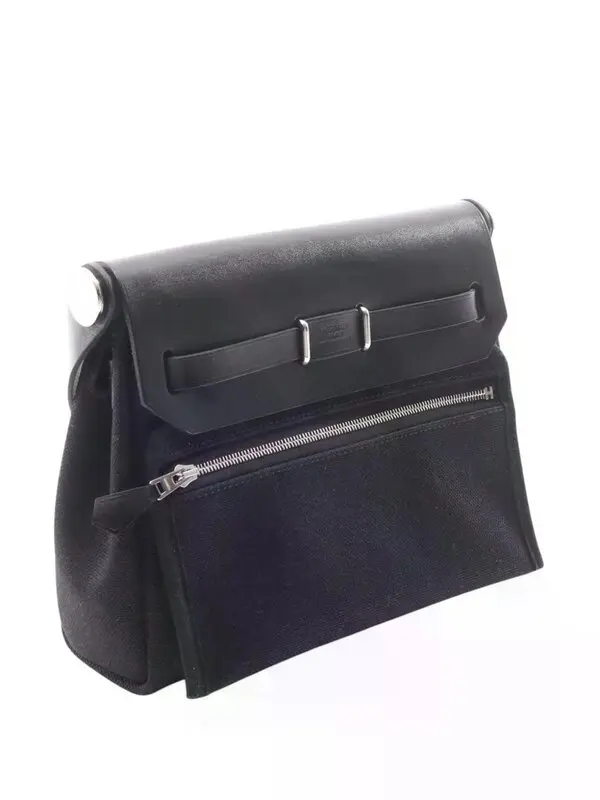 Hermès 2024 Military Toile And Vache Hunter Herbag Zip 20 Crossbody Bag - Black