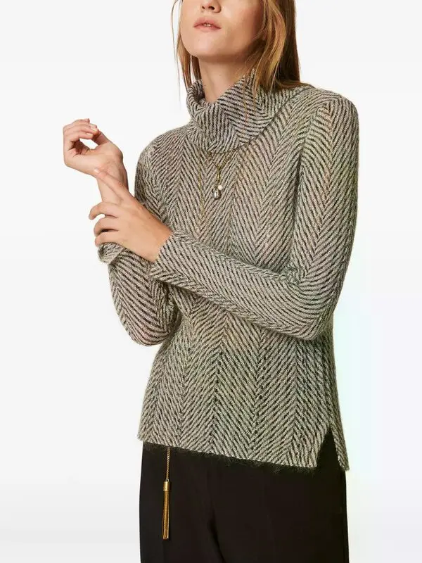 TWINSET Turtleneck Jumper With Print - Neutrals