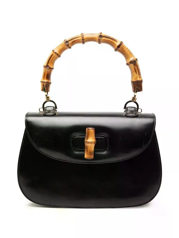 Gucci 20th Century Calfskin Bamboo Night Satchel - Black