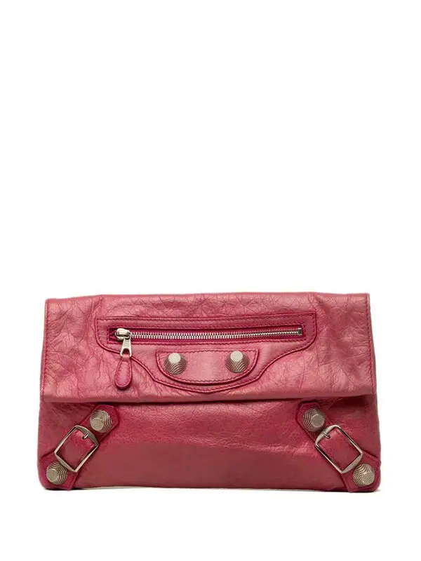 Balenciaga 2005-2026 Lambskin Motocross Giant 21 Envelope Clutch Bag - Pink