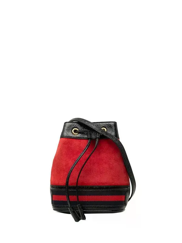 Gucci 2016-2026 Mini Suede And Patent Web Ophidia Bucket Bag - Red