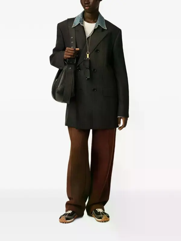 AMI Paris Double-breasted Striped Wool Blazer