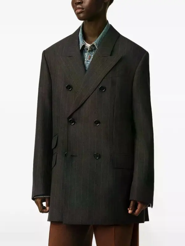 AMI Paris Double-breasted Striped Wool Blazer