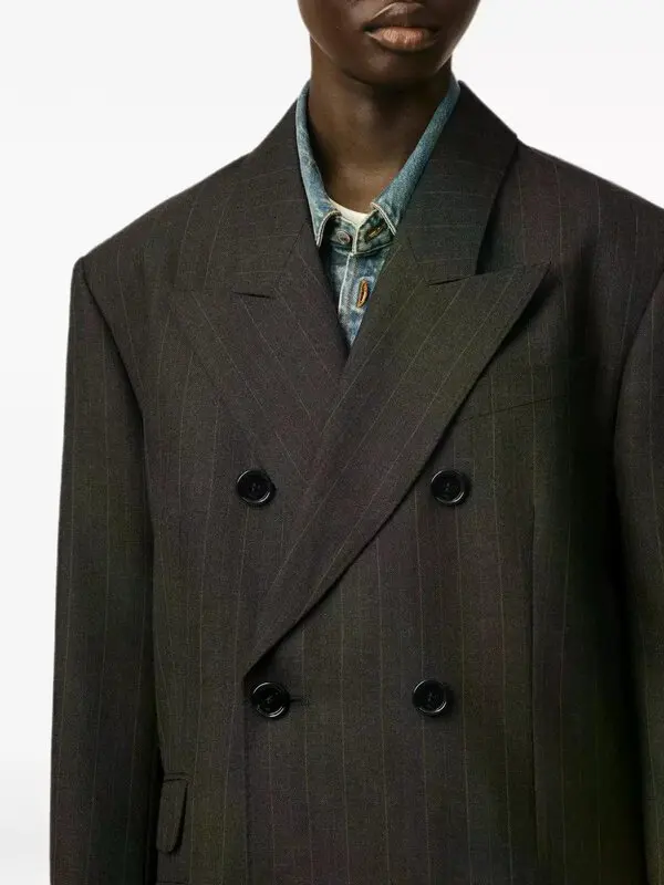 AMI Paris Double-breasted Striped Wool Blazer