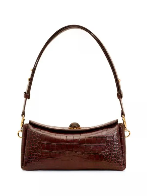 AMI Paris Crocodile-embossed Cow Leather Carrousel Bag - Brown