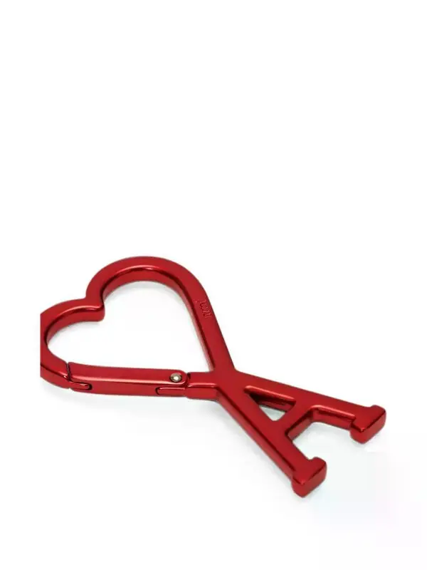 AMI Paris Aluminium Hook Keyring With De Coeur - Red