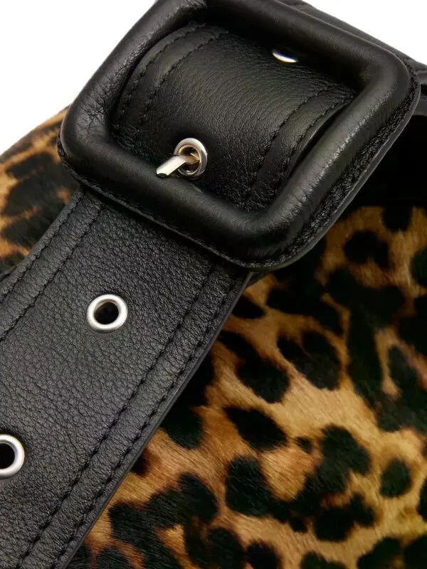 AMI Paris Small Cowhide Leather Leopard-printed Etienne Crossbody Bag