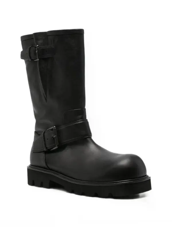 JUUN.J Buckle-strap Lug-sole Boots - Black