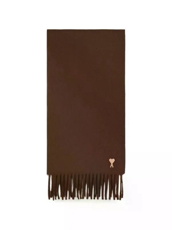 AMI Paris Wool Scarf With De Coeur Patch