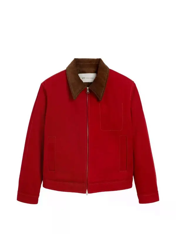 AMI Paris Cotton Zipped Jacket With De Coeur