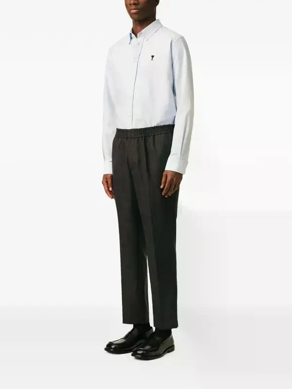 AMI Paris Elasticated-waist Striped Wool Trousers