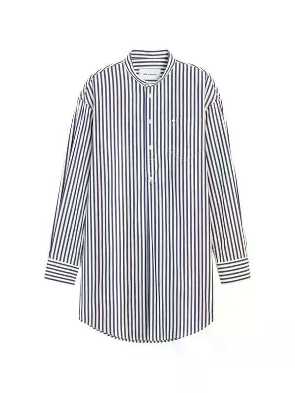 AMI Paris Cotton Mao-collar Tunic Dress - Blue