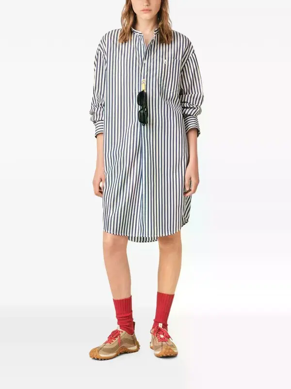 AMI Paris Cotton Mao-collar Tunic Dress