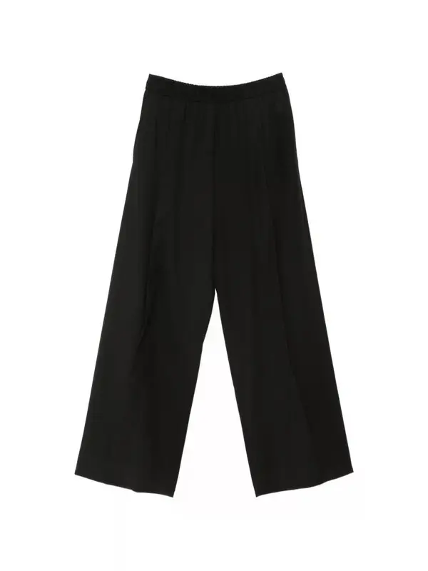 Isabel Benenato Elasticated-waistband Wide-leg Trousers - Black
