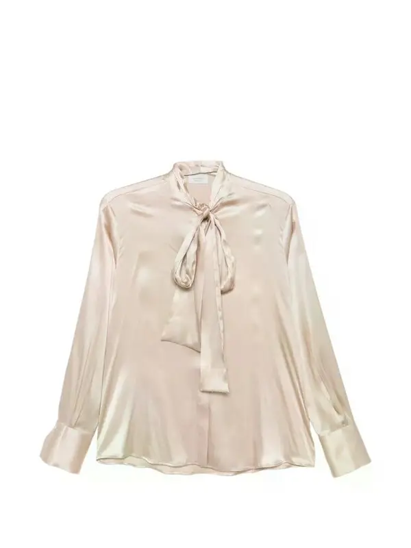MAZZARELLI Satin Pussy-bow Blouse - Neutrals