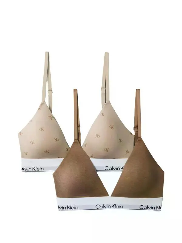 Calvin Klein Logo-print Triangle Bras - Neutrals