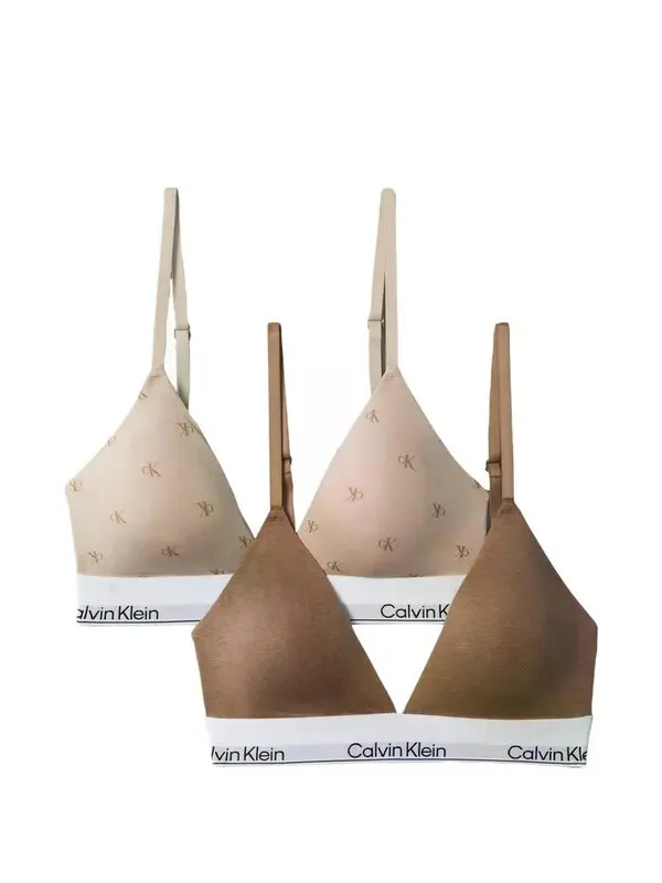 Calvin Klein Logo-print Triangle Bras - Neutrals