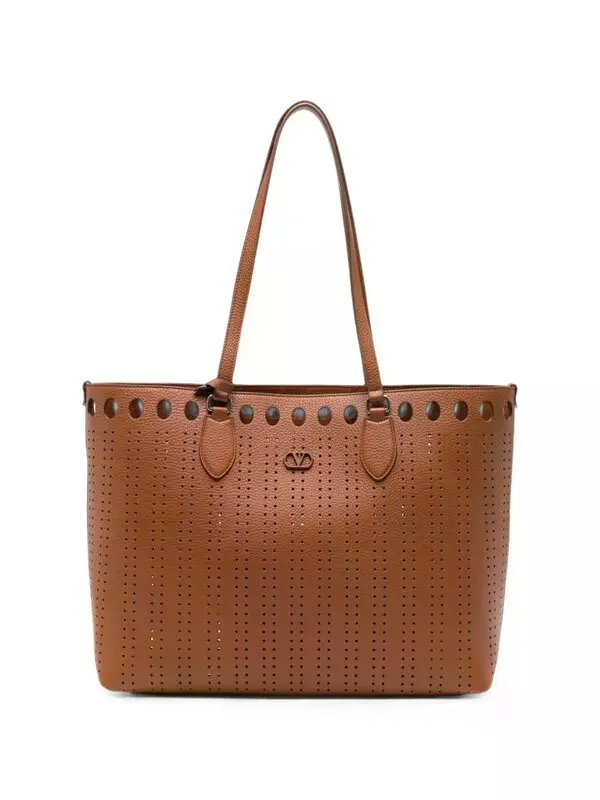 Valentino Garavani Large Dottie Laser-cut Tote Bag - Brown